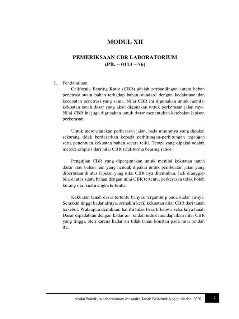 MODUL CBR Laboratorium | PDF