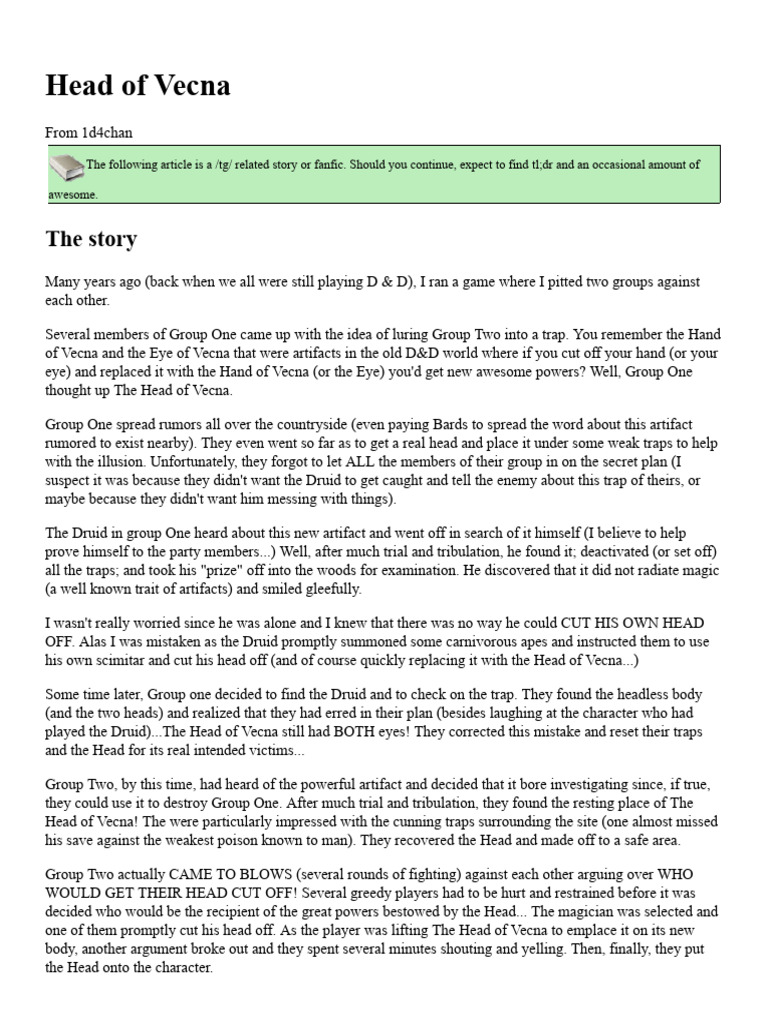 Head of Vecna - 1d4chan | PDF