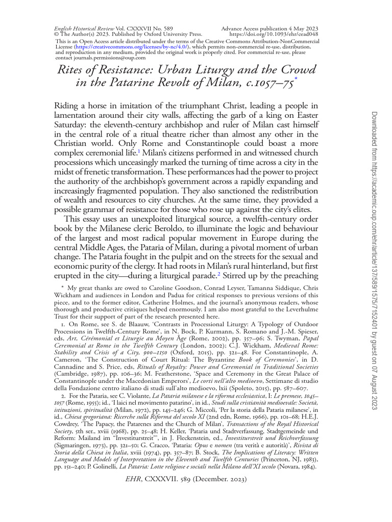 Engl Hist Rev | PDF | Milan | Rituals