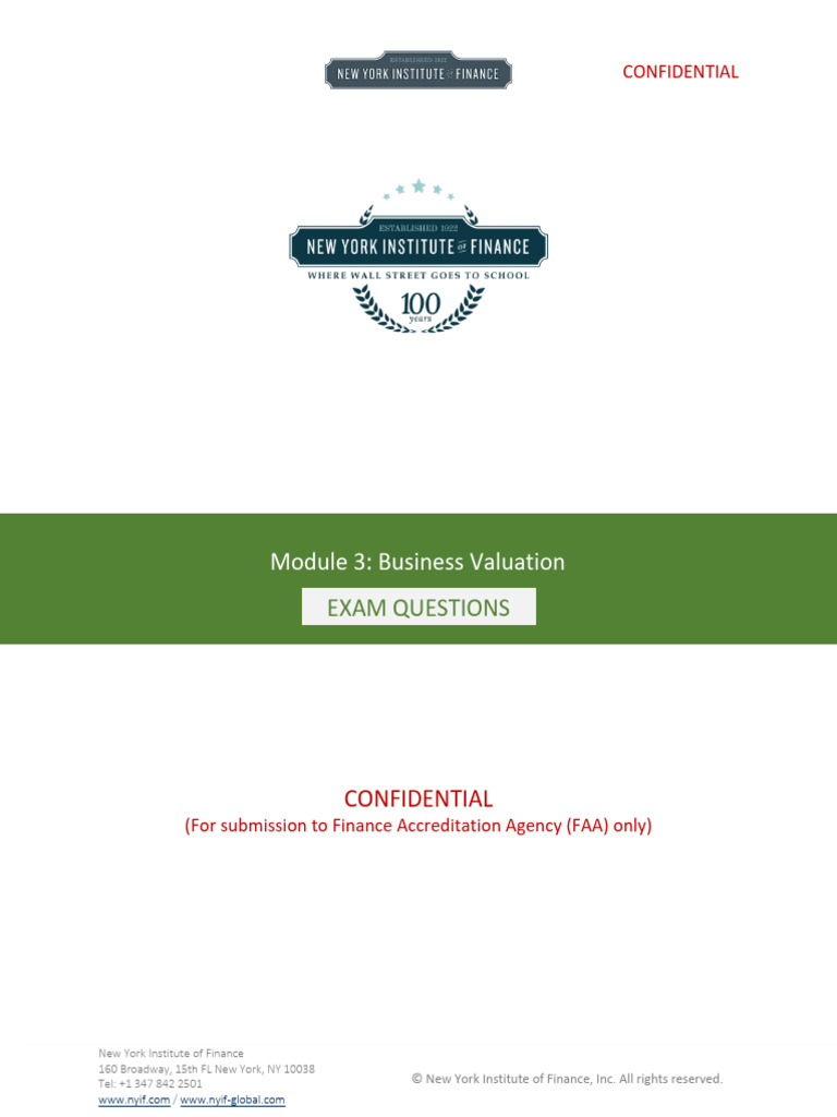 NYIF GFC Module 3 - Exam Questions | PDF