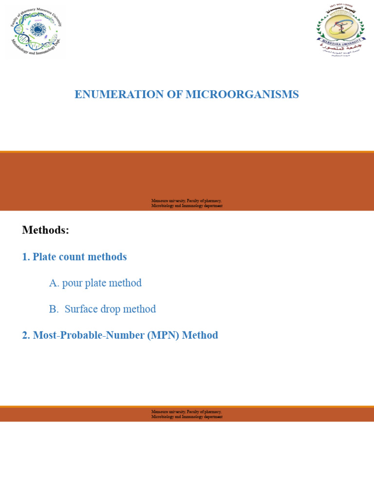 Microorganism Enumeration Methods | PDF