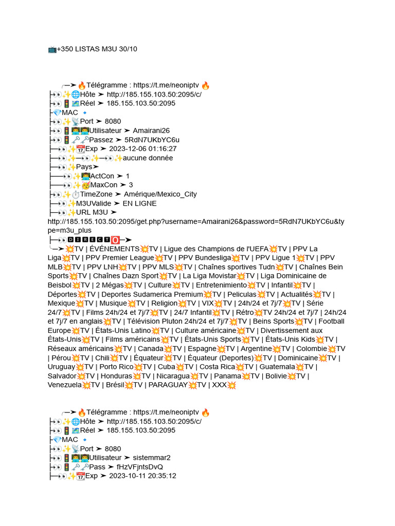 LISTAS M3U Iptv | PDF