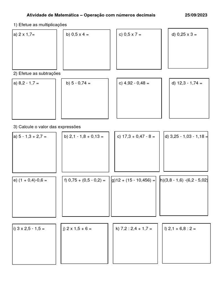 Operação Com Numeros Decimais | PDF