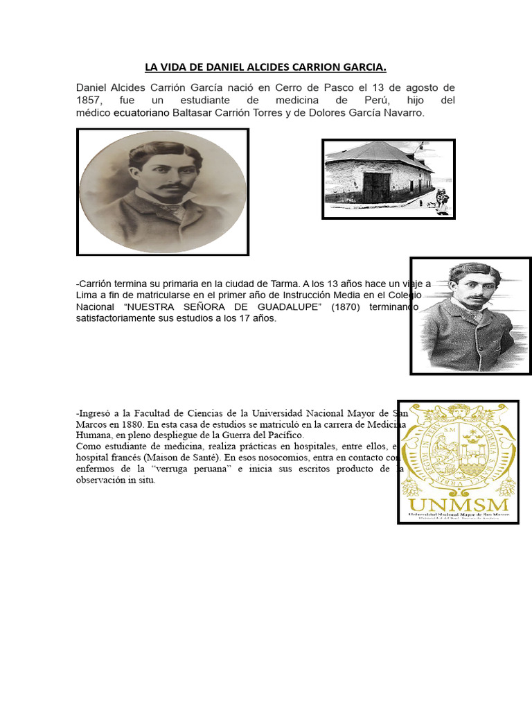 Vida y Estudios de Daniel Carrión | PDF | Salud y bienestar