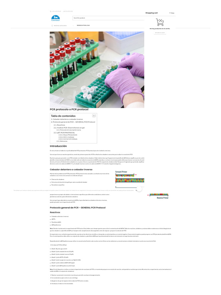 PCR Protocolo o PCR Protocol - Gentaur España - Anticuerpos, Kits de PCR, Kits de ELISA | PDF ...