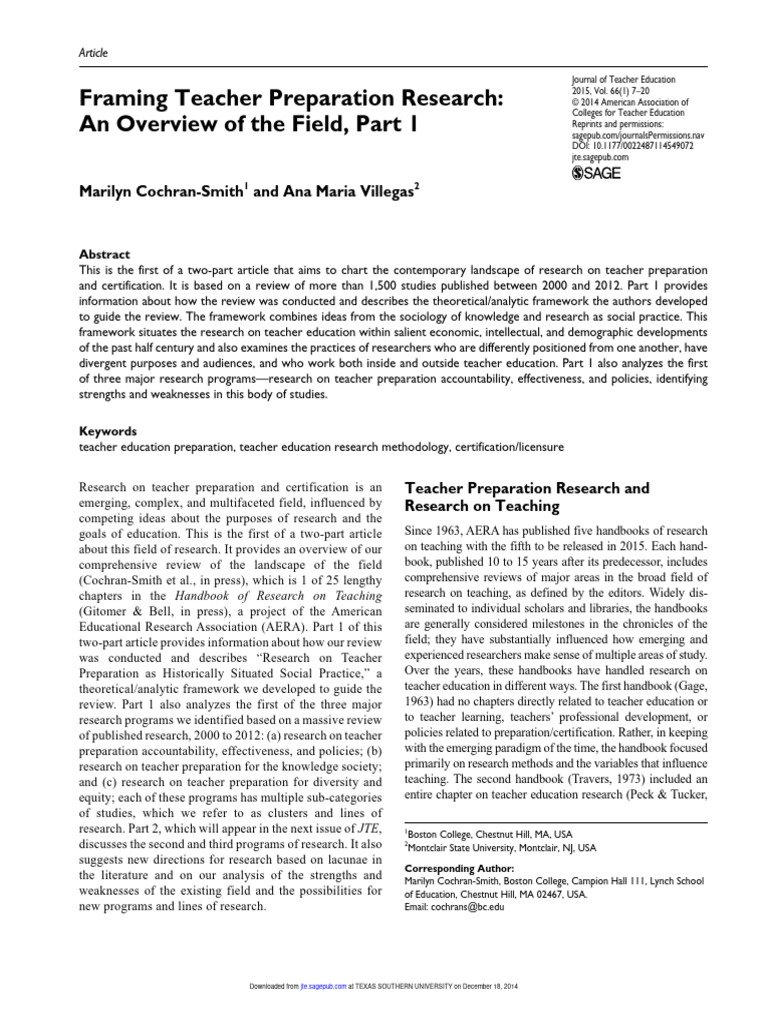 Framing Teacher Preparation Research 1 | PDF