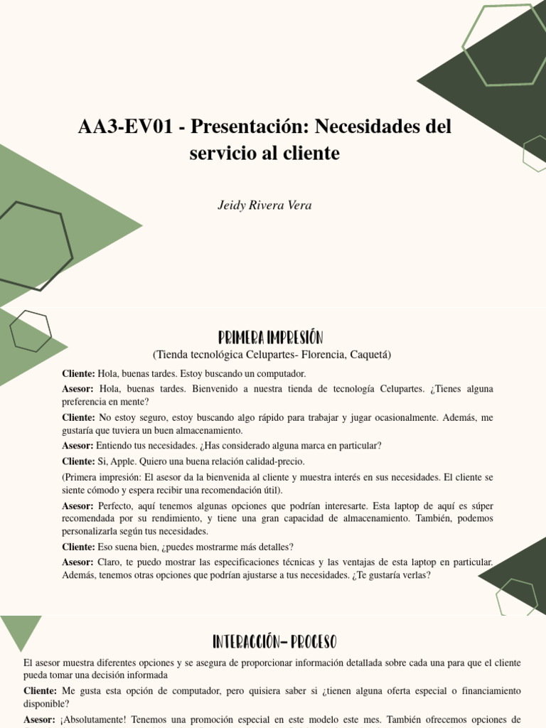 Presentación - Necesidades Del Servicio Al Cliente. | PDF