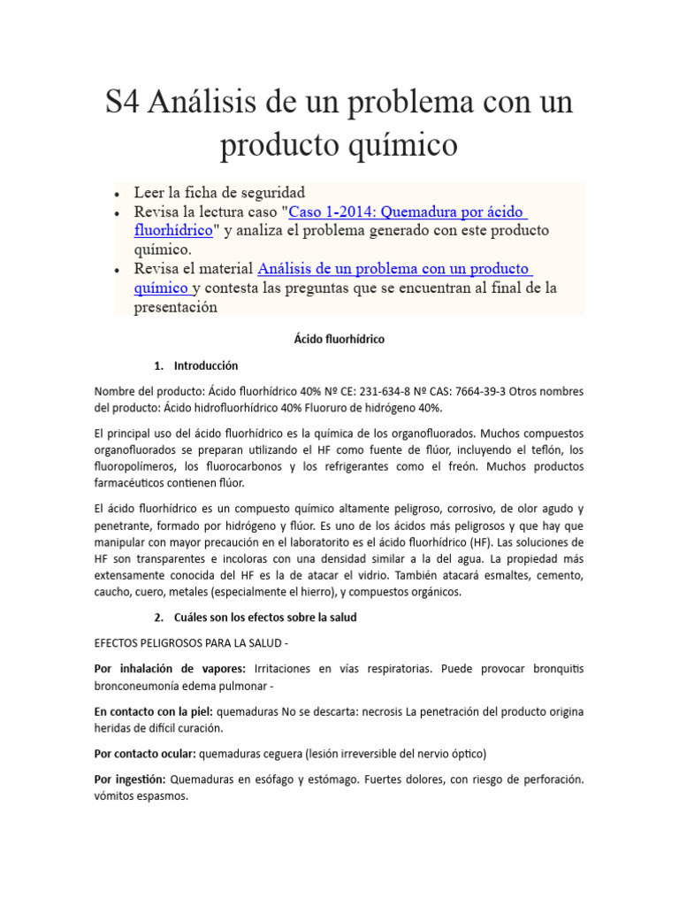 S4 Análisis de Un Problema Con Un Producto Químico | PDF S4 Análisis de Un Problema Con Un Producto Químico | PDF