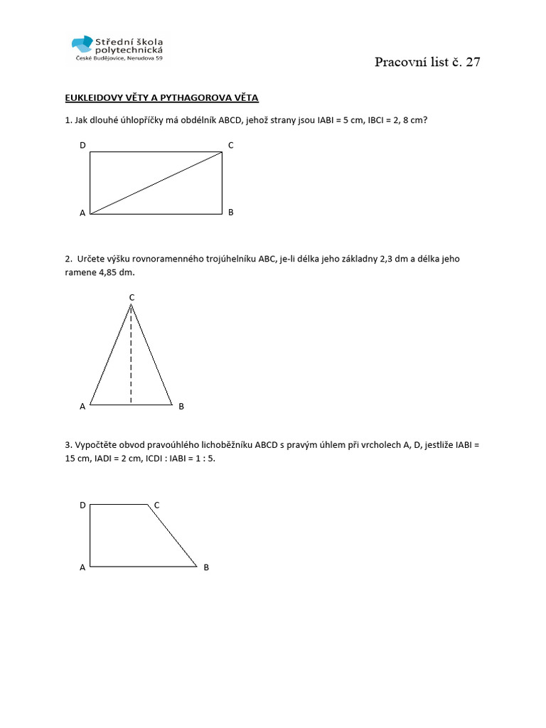 Pracovni List 27 Eukleid Pyth V | PDF