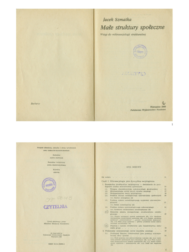Małe Struktury Społeczne Jacek Szmatka 1 | PDF