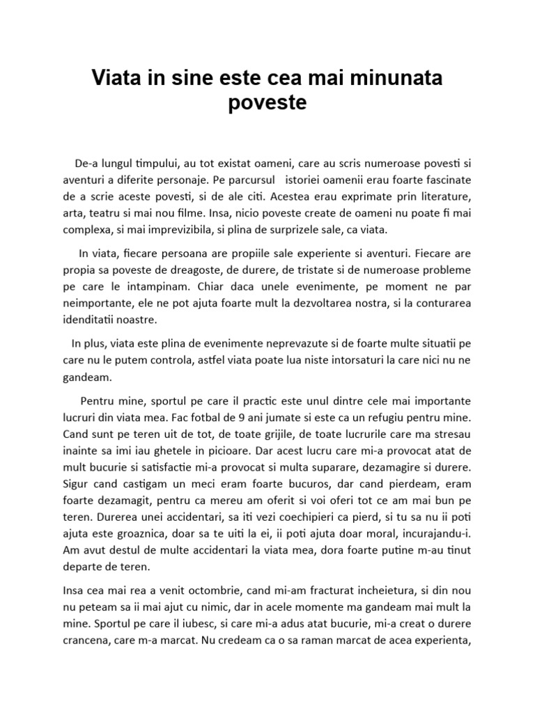 Viata in Sine Este Cea Mai Minunata Poveste | PDF