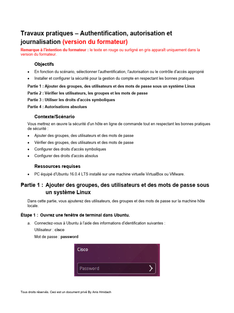 Sécurité Linux : Authentification et Autorisation | PDF