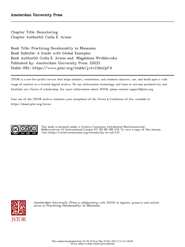 Ariese-Decentering-2022 Practicing Decoloniality in Museums | PDF
