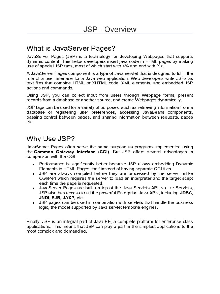 JSP Introduction | PDF | Networking | Internet & Web