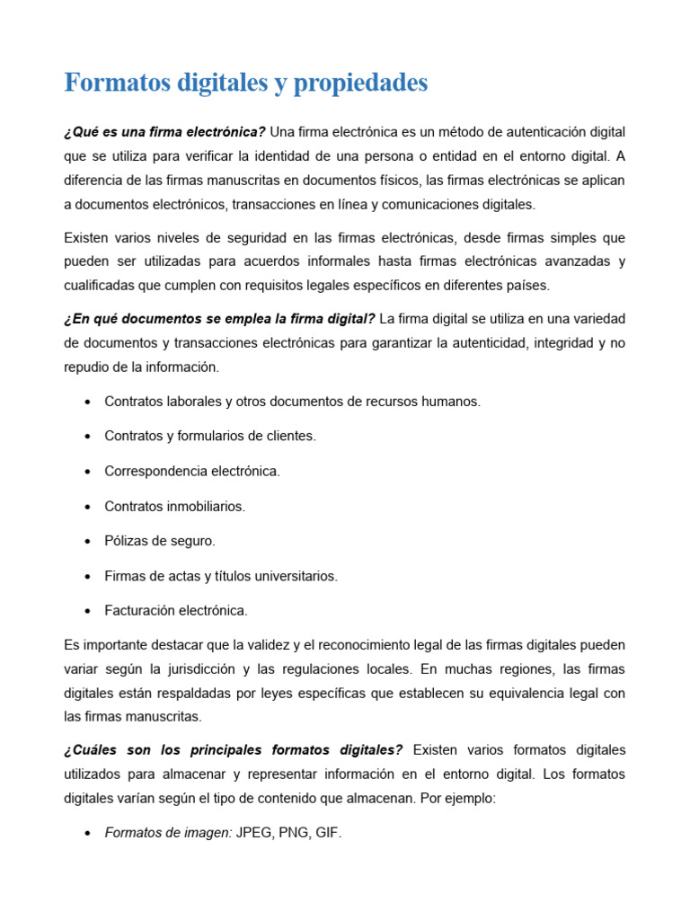 Formatos Digitales y Propiedades | PDF