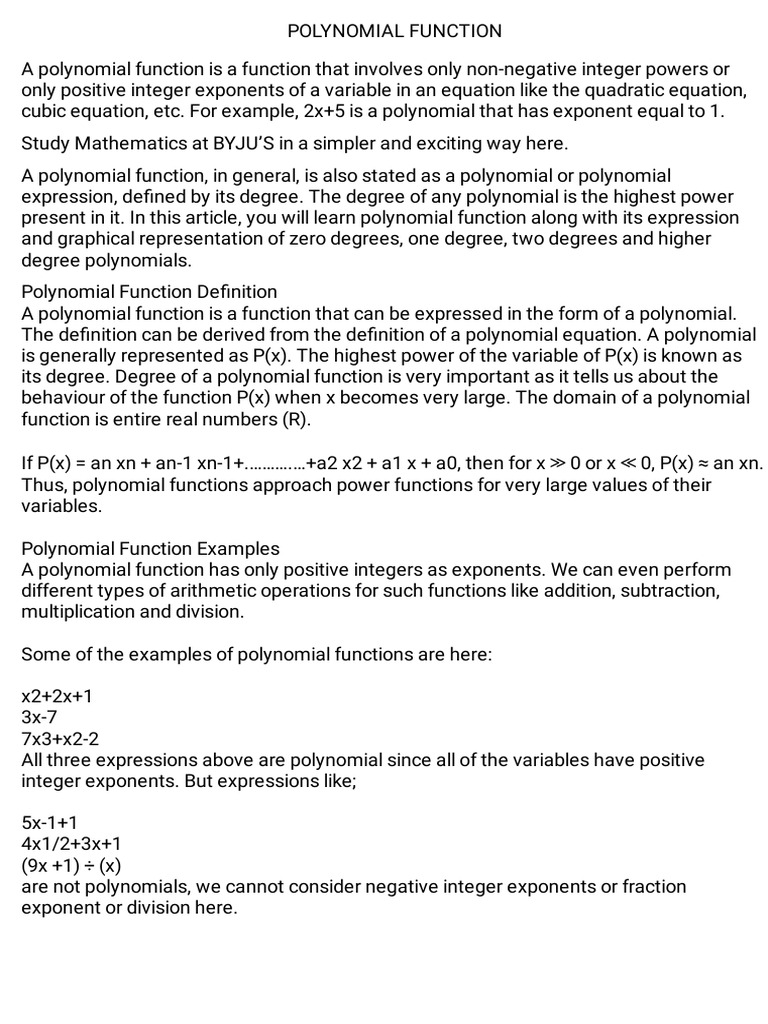 Graphing Polynomial Functions | PDF