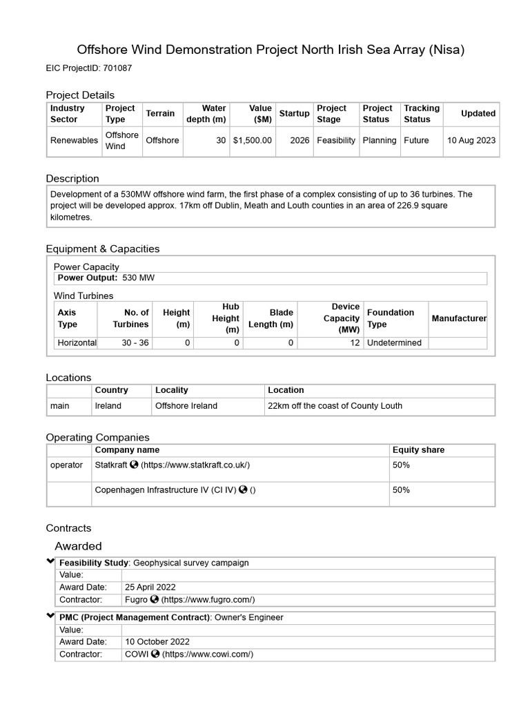 Offshore Wind Farm Feasibility Study | PDF | Business | Technology ...