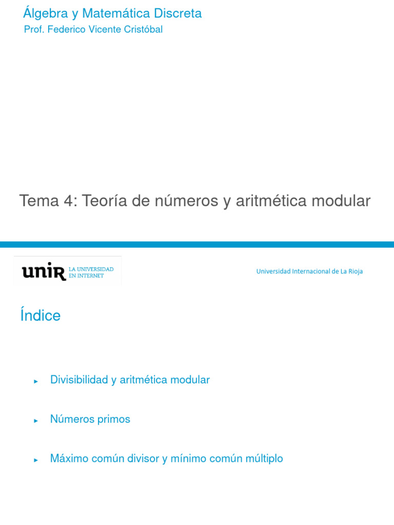 Tema 4 - Teoria de Numeros y Aritmetica Modular - FVC | Descargar ...