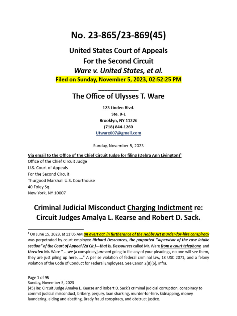 11.05.23 Re Indictment - Judicial Corruption and Conspiracy Re Amalya L ...