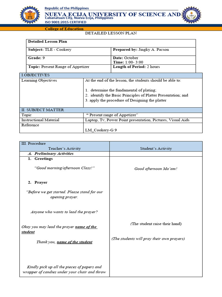 Present Range of Appetizer | Download Free PDF | Lesson Plan | Classroom