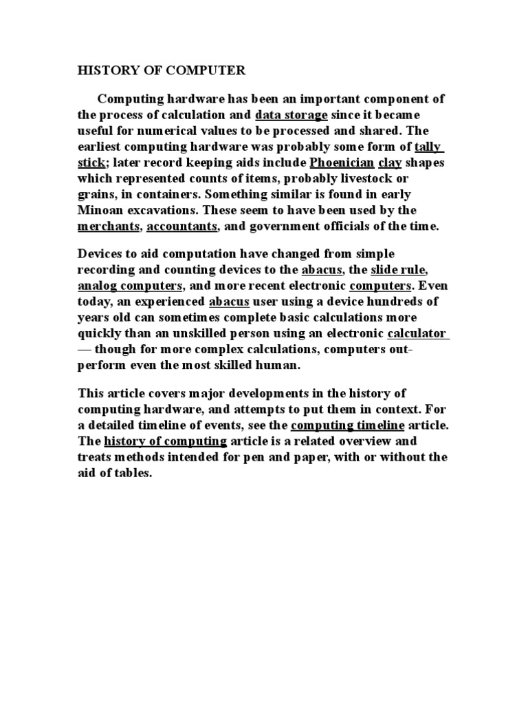 History of Computer | PDF | Central Processing Unit | Integrated Circuit