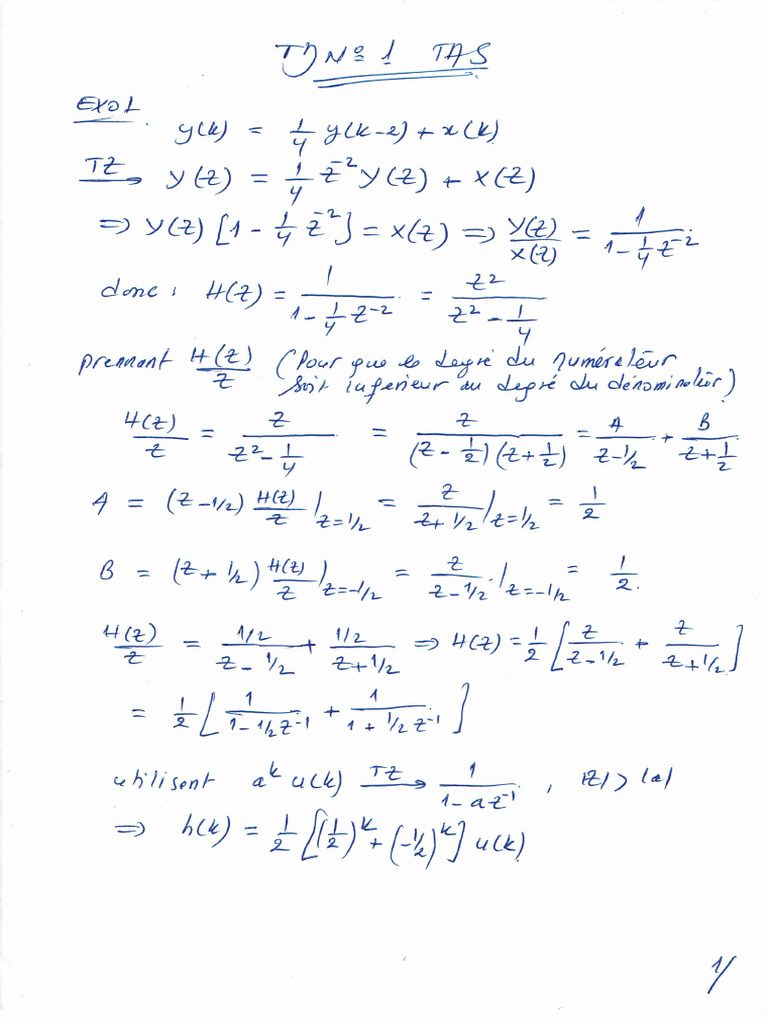 Solution TD1 Traitement Avancé Du Signal | PDF