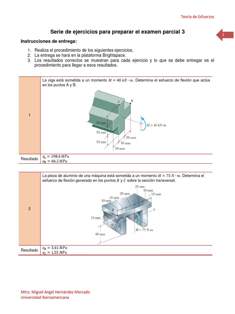 TE Guía de ejercicios 3 | PDF | Viga (Estructura) | Doblar