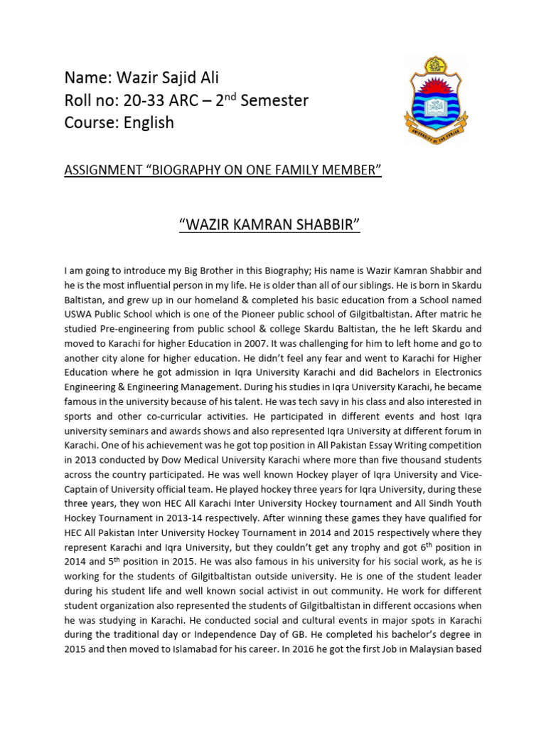 Wazir Sajid Ali (20-33) - Biography | PDF