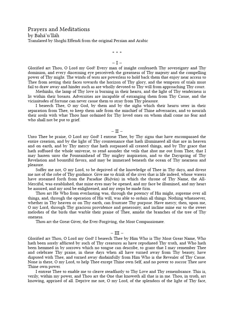 Prayers Meditations | PDF | Thou | Glory (Religion)
