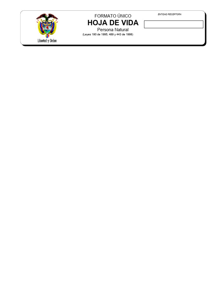 Formato Unico Hoja De Vida Persona Natural Pdf Microsoft Servicio