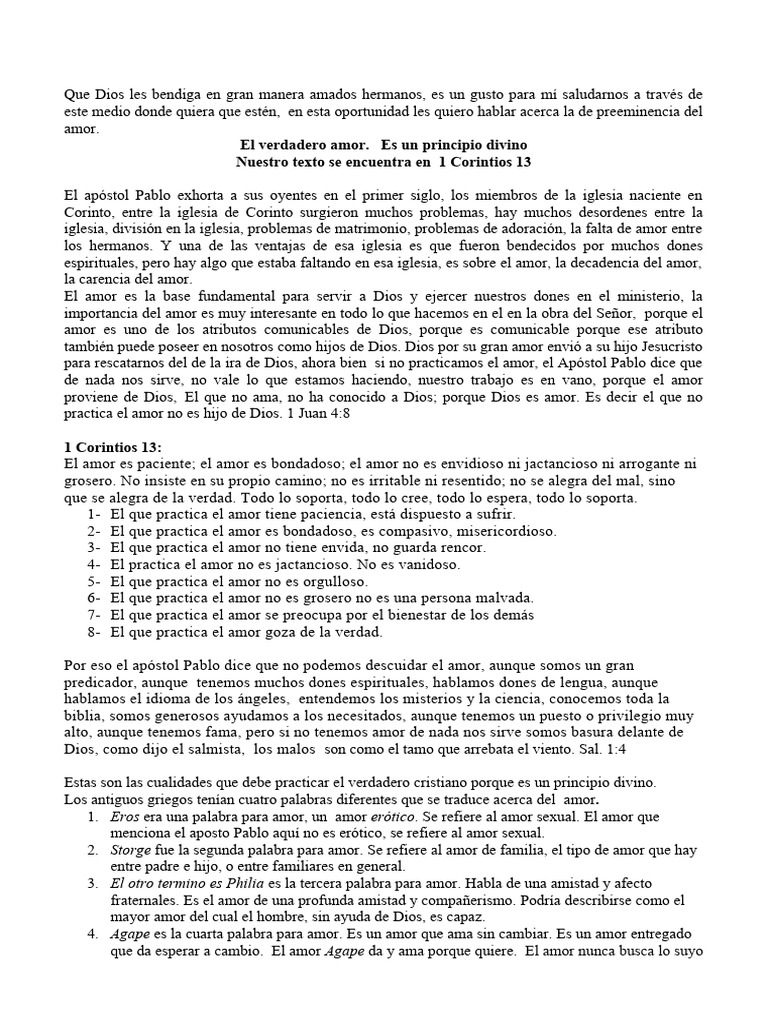 El Amor Es La Base Fundamental para Ejercer Nuestros Dones en El Ministerio | PDF | Amor | Dios