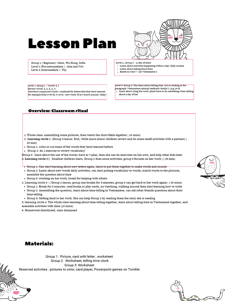Lesson Plan For Vietnamese Class 30.10 | PDF | Languages | Foreign ...