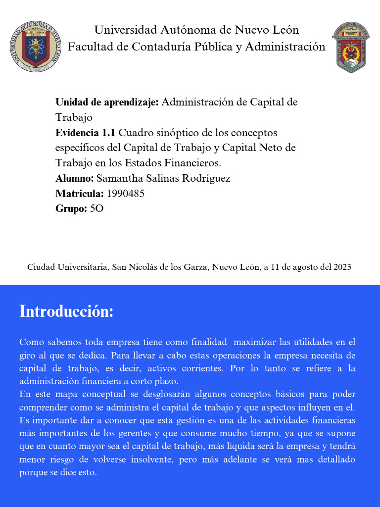 Evid 1 Adm Cap de Trabajo | Descargar gratis PDF | Capital de trabajo | Tipo de cambio
