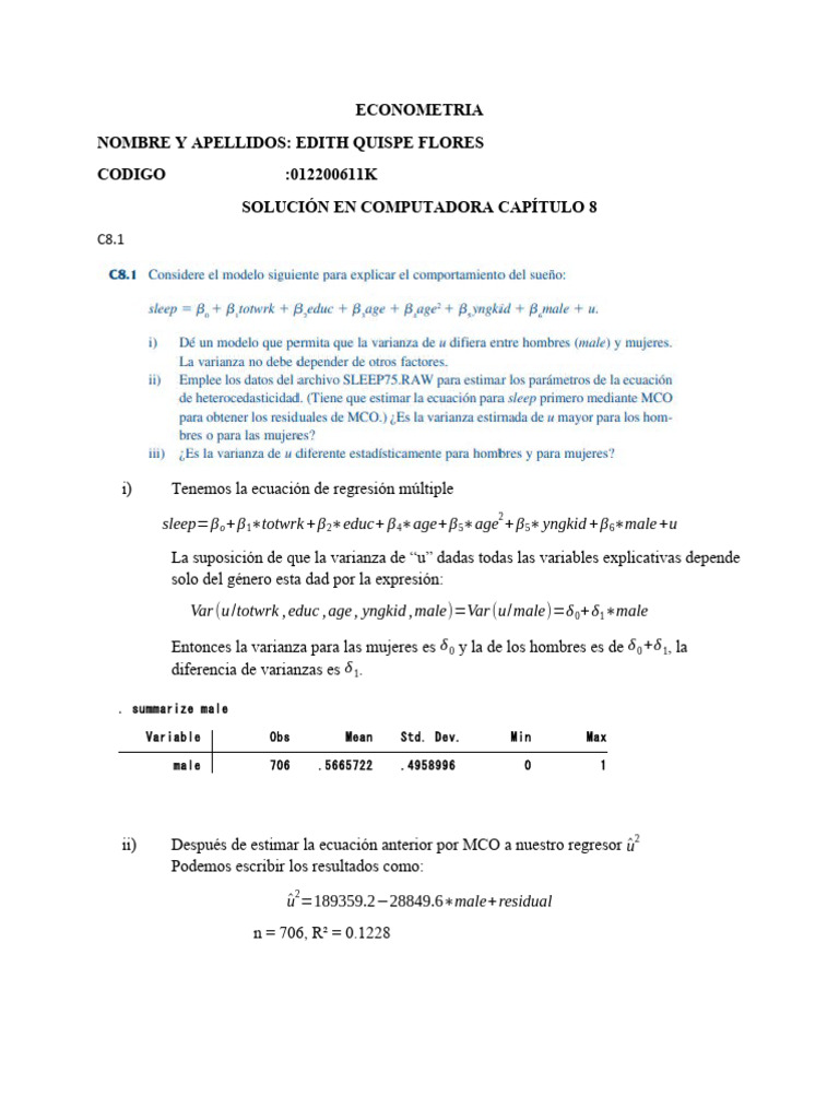 Econometria-Cap 8-Stata | PDF