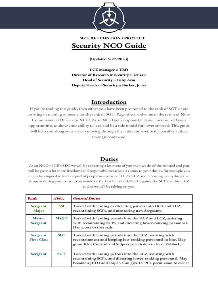 GENSEC NCO Guide | PDF