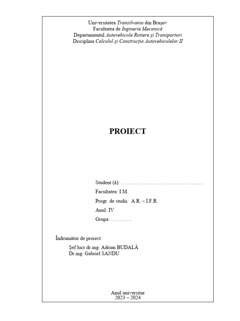 CCA 2-IFR - Formular Tema Proiect - 2023,10,03 | PDF