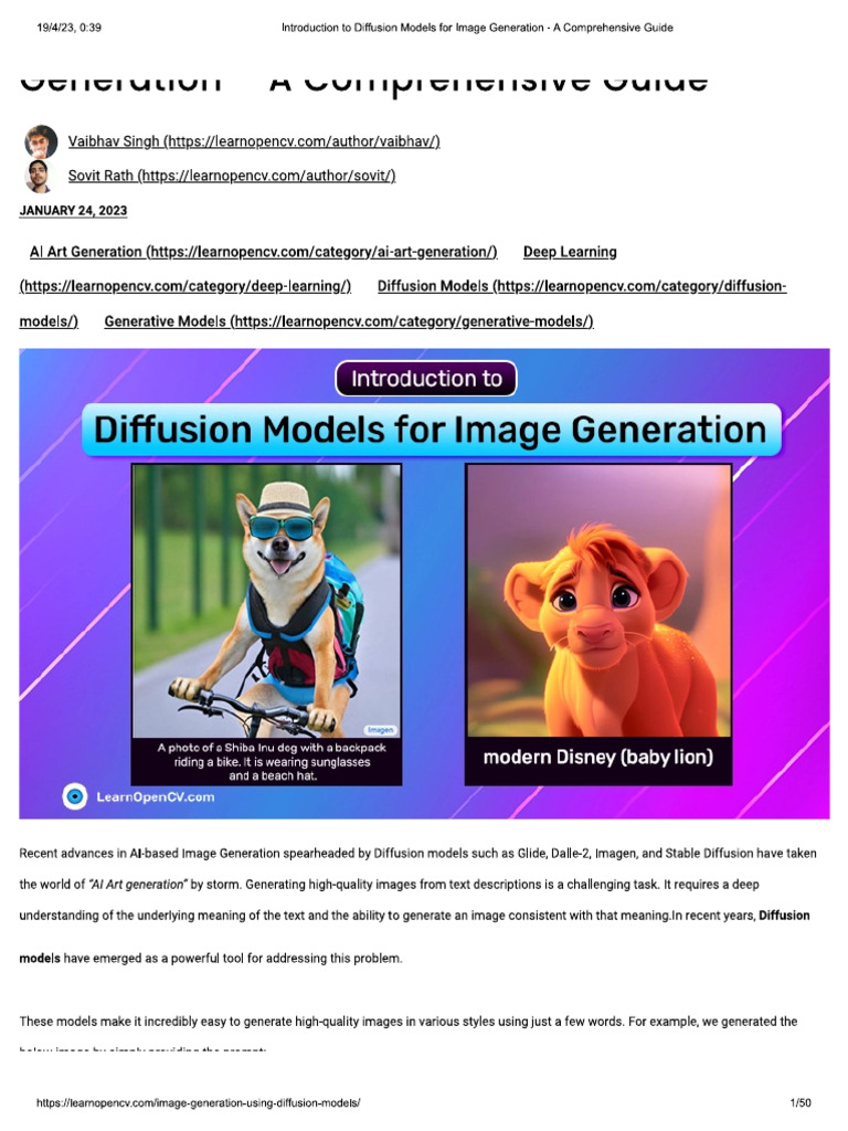 Introduction To Diffusion Models For Image Generation - A Comprehensive ...
