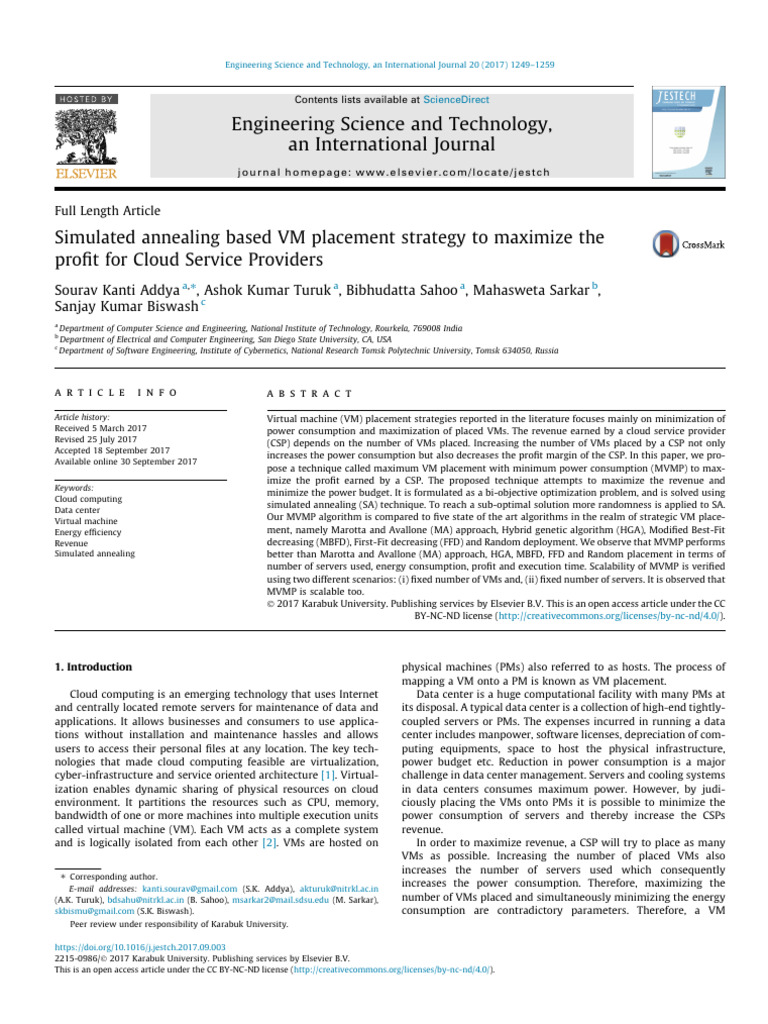 Simulated Annealing Based VM Placement Strategy To Maximize | PDF