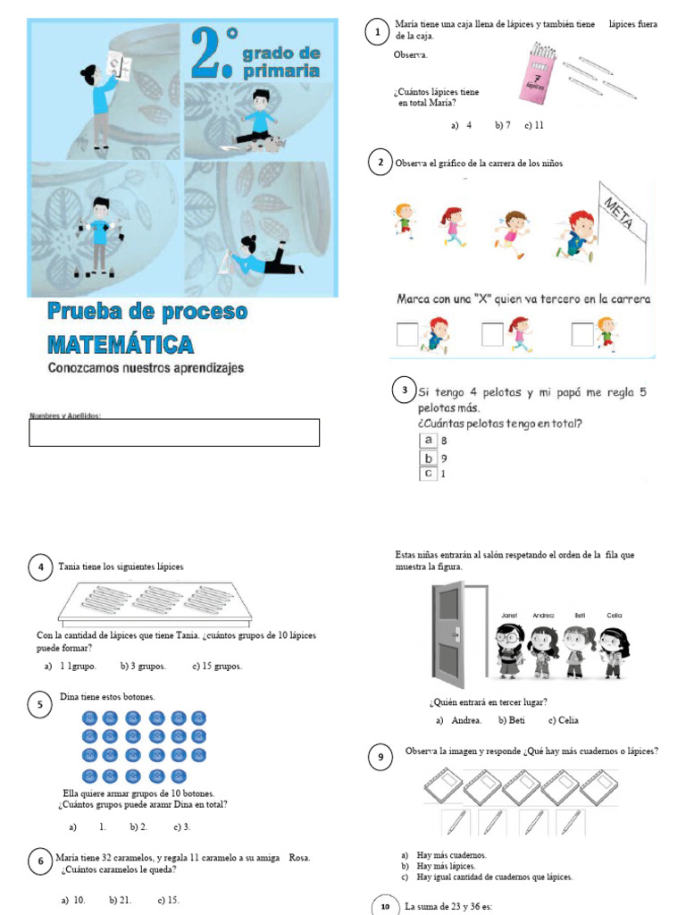 Prueba de Proceso-Matemática | PDF