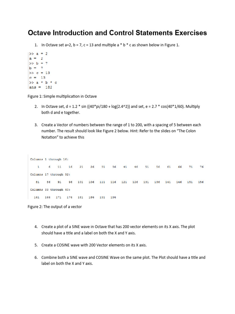 01.06 Octave Control Statements | PDF | Mathematics 01.06 Octave Control Statements | PDF | Mathematics