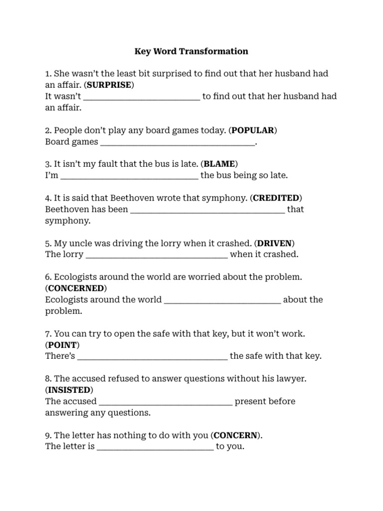 Key Word Transformation | PDF