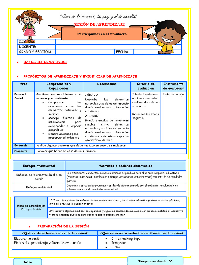 Adicional E11 Sesion Ps Simulacro de Sismo | PDF | Aprendizaje | Evaluación Adicional E11 Sesion Ps Simulacro de Sismo | PDF | Aprendizaje | Evaluación