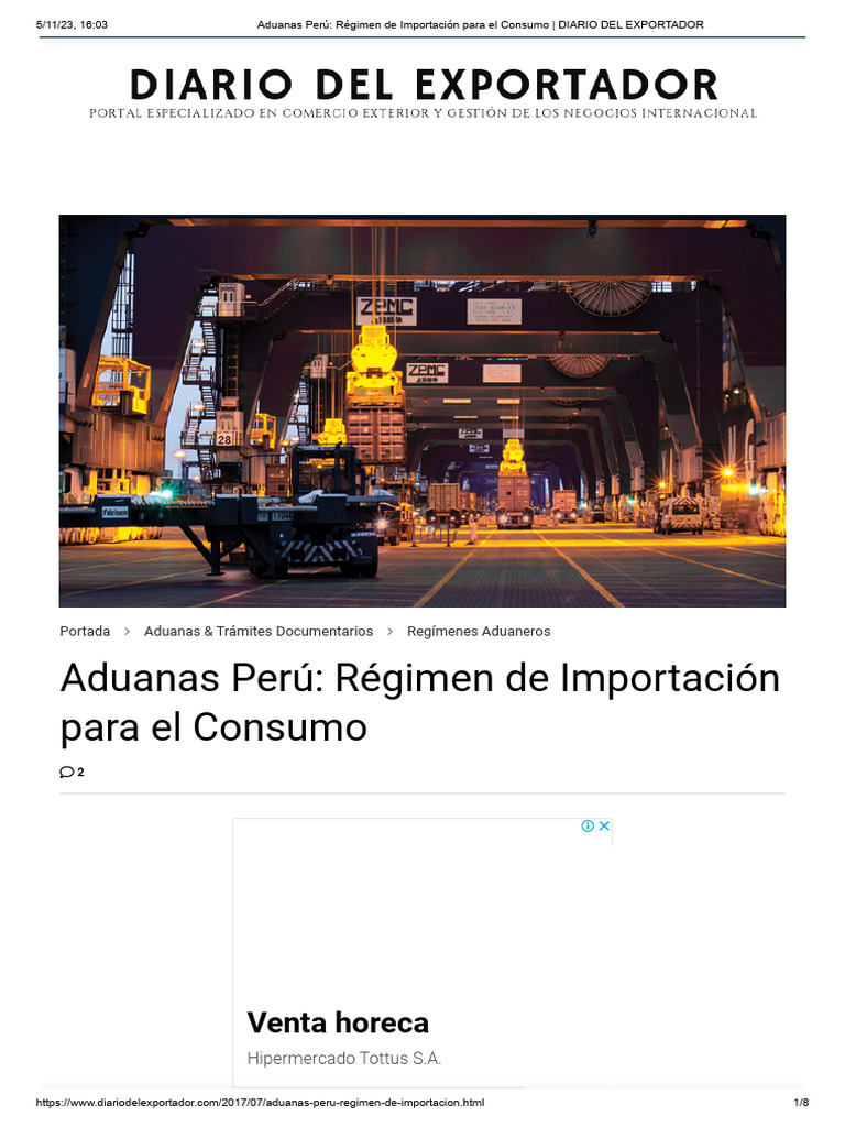 Aduanas Perú_ Régimen de Importación Para El Consumo _ DIARIO DEL ...