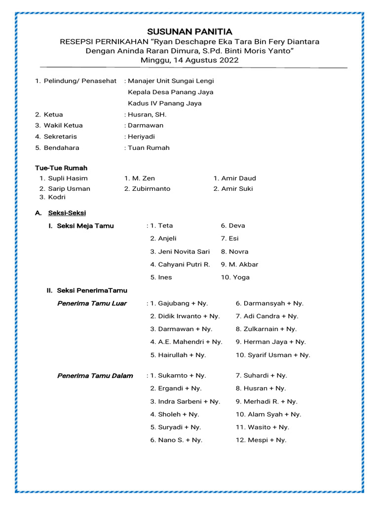 Susunan Panitia | PDF