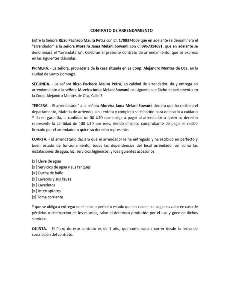 Contrato de Arriendo | PDF | Derecho privado