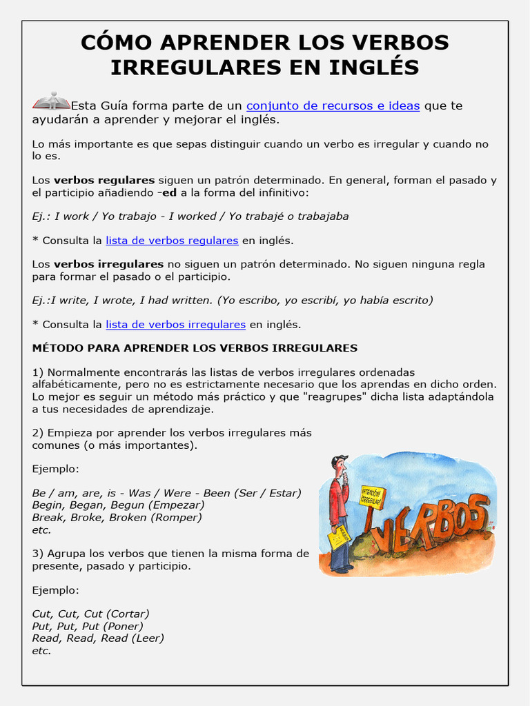 Aprender Verbos Irregulares | PDF | Crecimiento personal y profesional ...