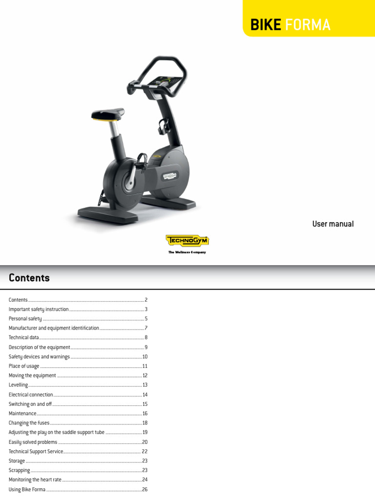 Technogym Excite Forma Upright Bike Owners Manual | PDF | Ac Power ...