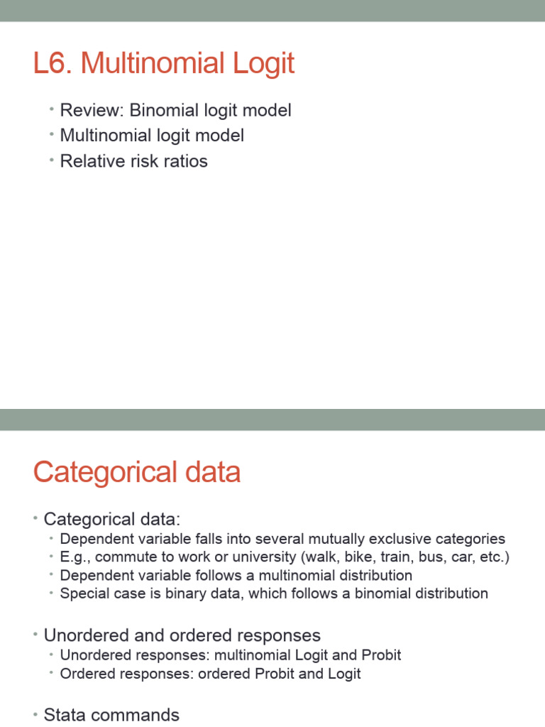 QM 6 Multinomial Models | PDF | Logistic Regression | Relative Risk QM 6 Multinomial Models | PDF | Logistic Regression | Relative Risk