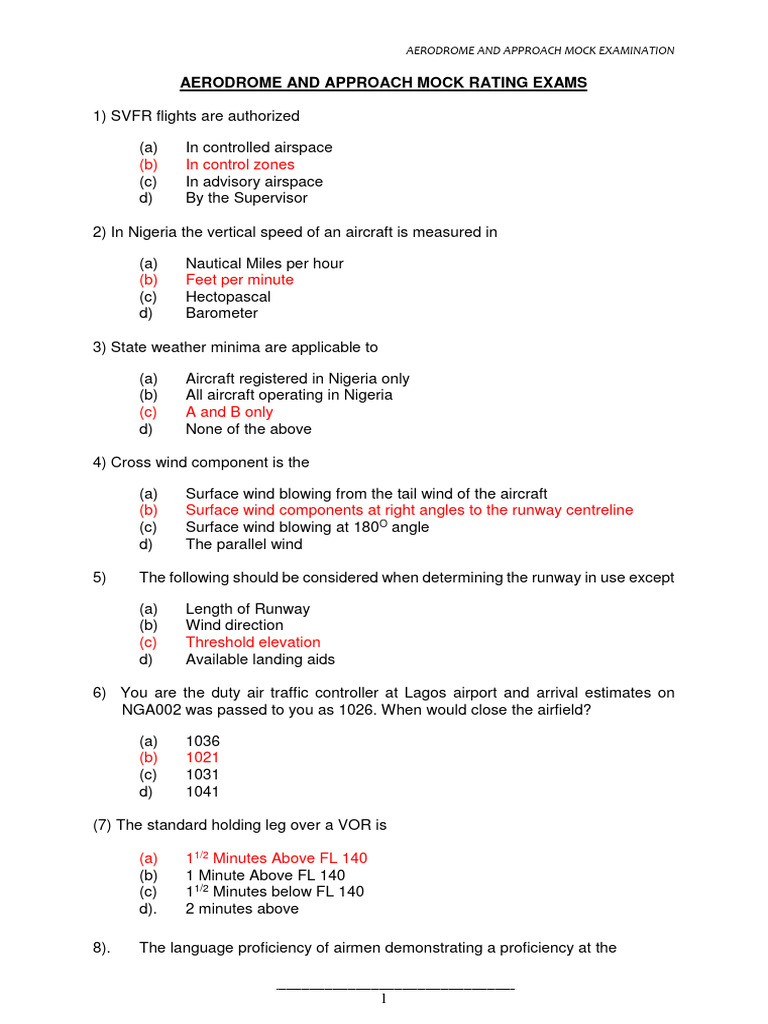 Aerodrome Approach Mock Exam Guide | PDF | Instrument Flight Rules ...