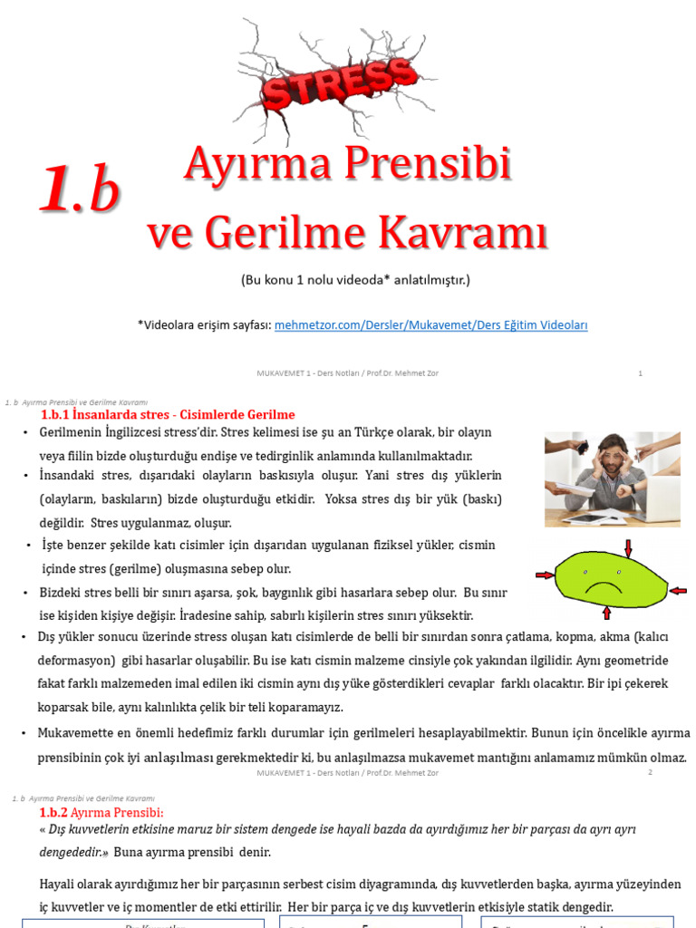 1b-Ayirma Prensibi Ve Gerilme Kavrami | PDF
